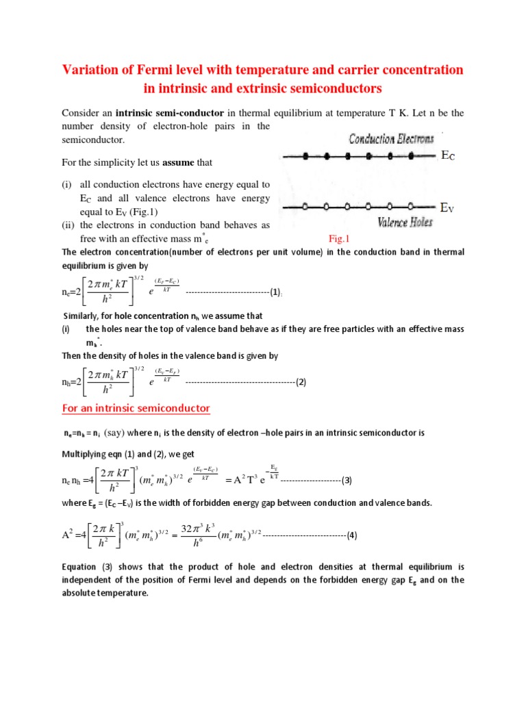Fermi Level Variation in Semiconductors | PDF | Semiconductors ...