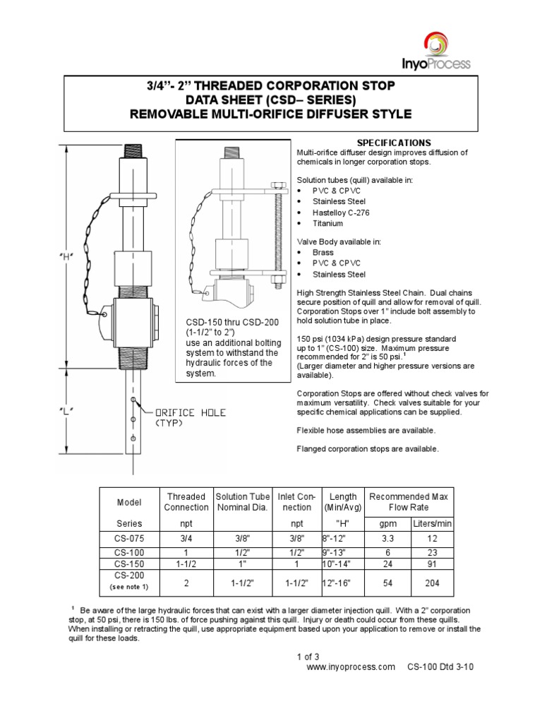 CSD Data Sheet | PDF | Pipe (Fluid Conveyance) | Valve