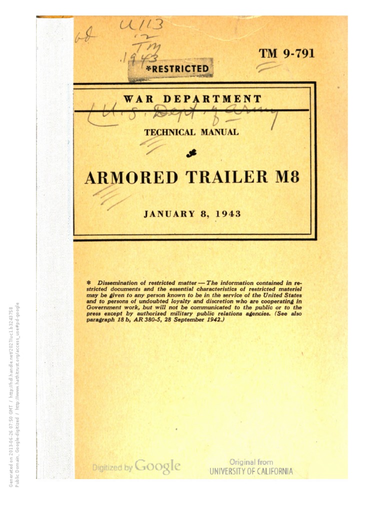 TM 9-791 M8 ARMORED TRAILER | PDF | Trailer (Vehicle) | Electrical ...
