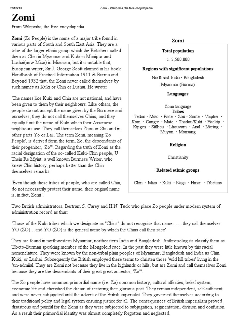 Zomi - Wikipedia, The Free Encyclopedia | PDF