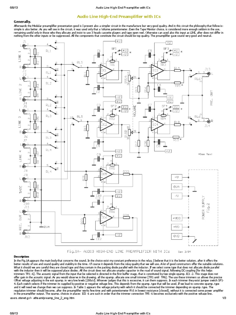 Audio Line High-End Preamplifier With ICs | Operational Amplifier ...