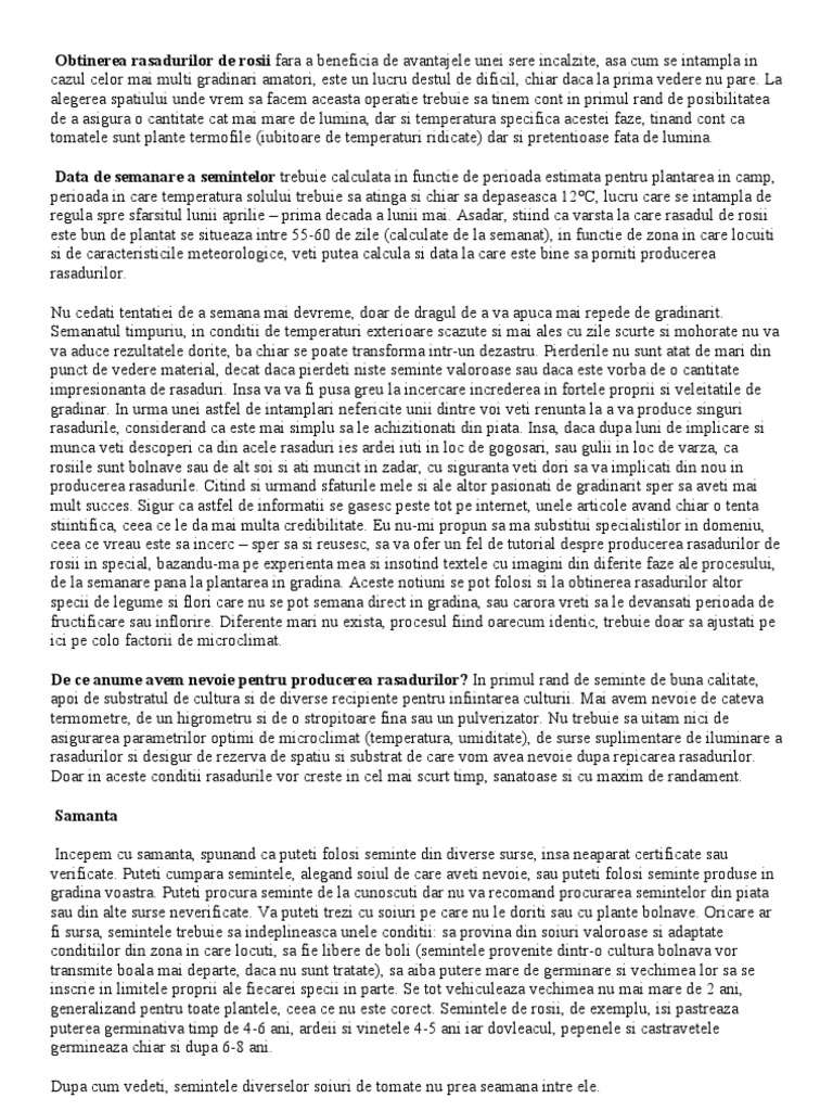 Obtinerea Rasadurilor de Rosii Fara A Beneficia de Avantajele Unei Sere ...