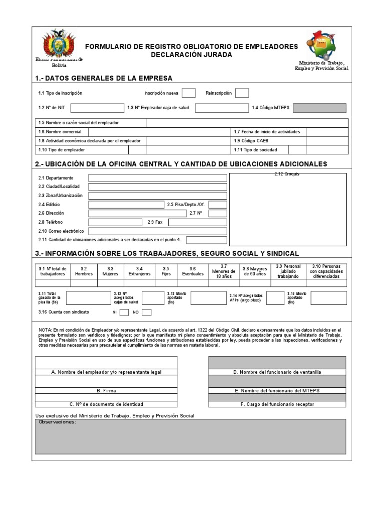 Registro obligatorio empleadores Bolivia | PDF | Economias | Business