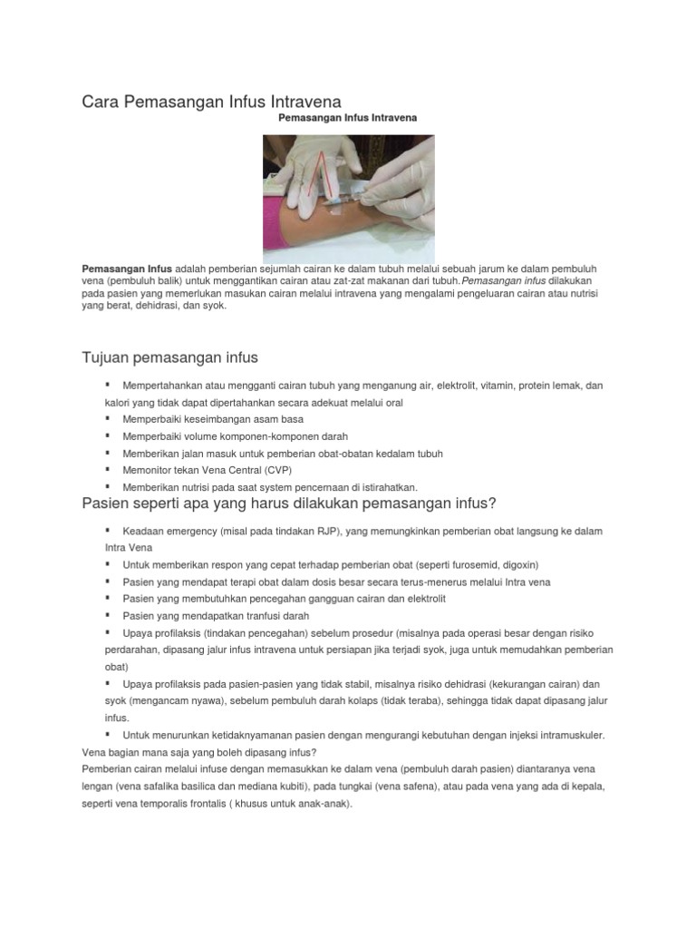 Cara Pemasangan Infus Intravena | PDF