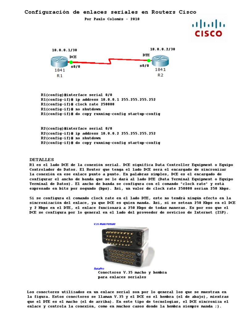 Configuración de Enlaces Seriales en Routers Cisco | PDF