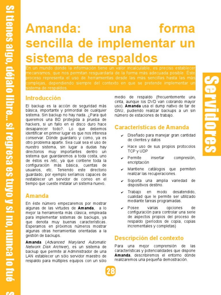 Amanda: Una Forma Sencilla de Implementar Un Sistema de Respaldos | PDF | Apoyo | Información