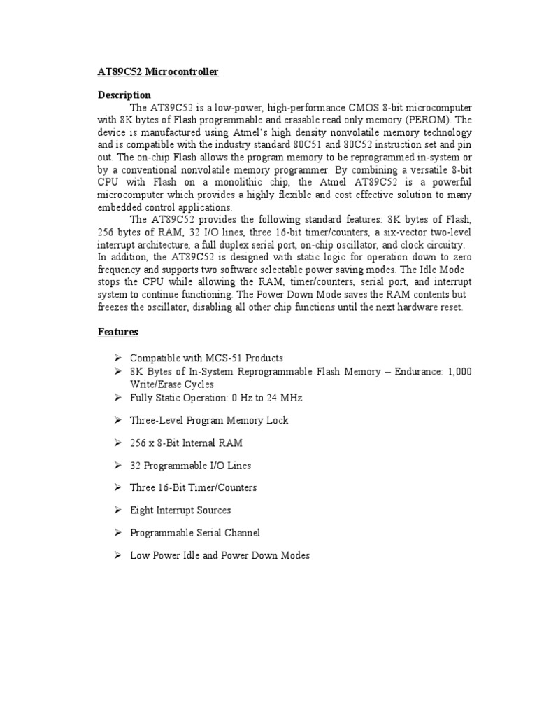 AT89C51 Microcontroller | Download Free PDF | Flash Memory | Microcontroller