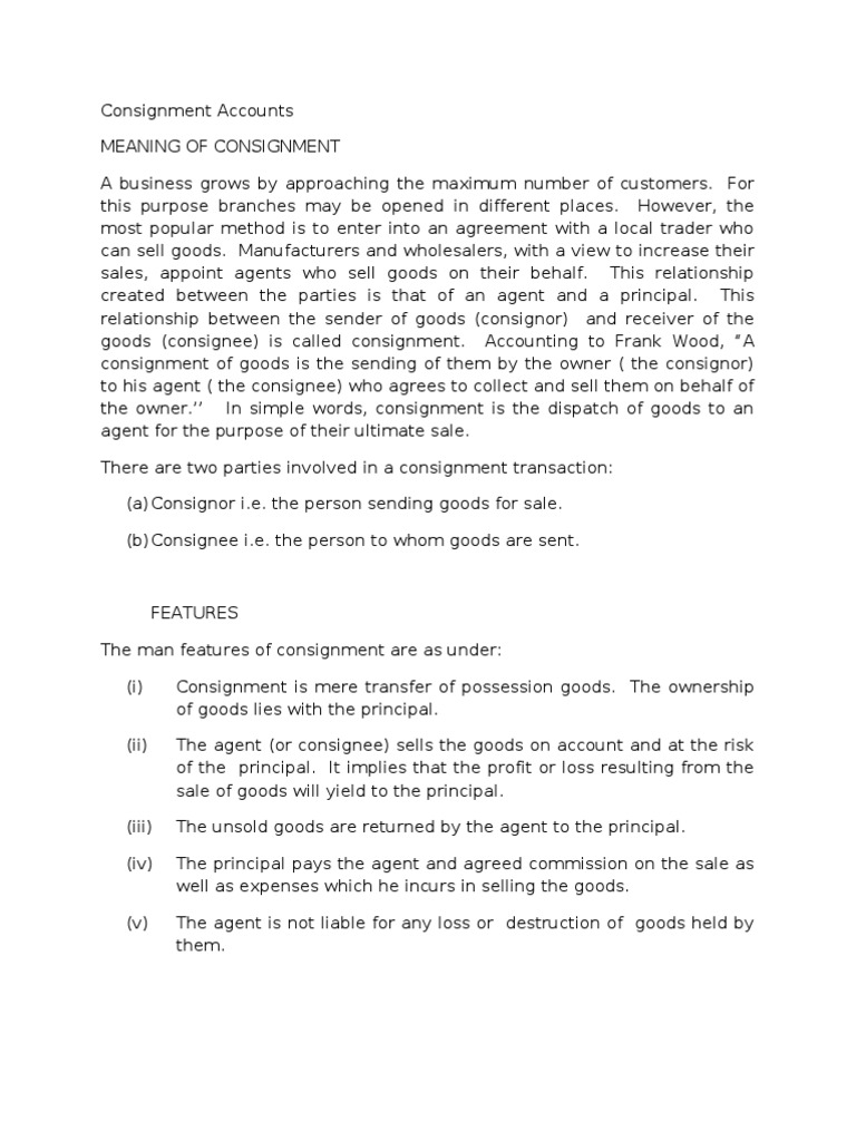 Consignment Accounts | PDF | Pro Forma | Debits And Credits