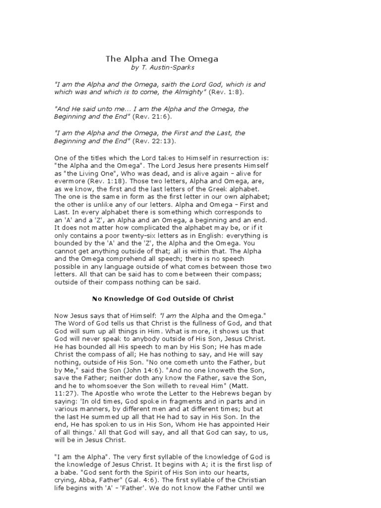The Alpha and The Omega | PDF | Salvation | Genesis Creation Narrative