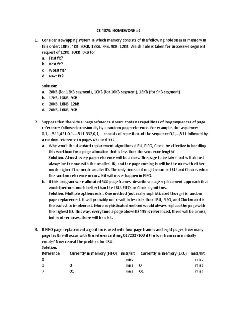 HW5 Solutions | PDF | Cpu Cache | Algorithms