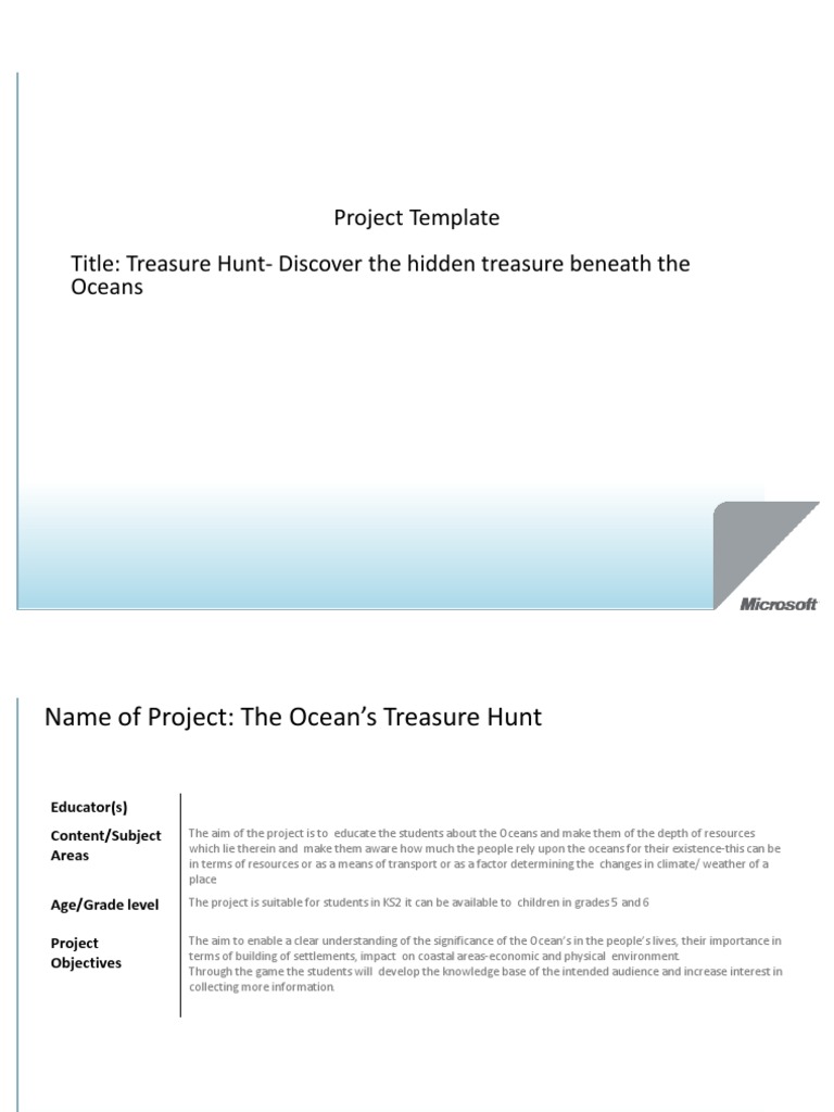 Ocean Treasure Hunt Project Guide | PDF | Educational Technology ...