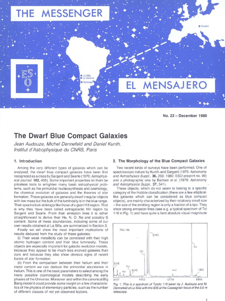 The Dwarf Blue Compact Galaxies: Jean Audouze, Michel Dennefeld and ...
