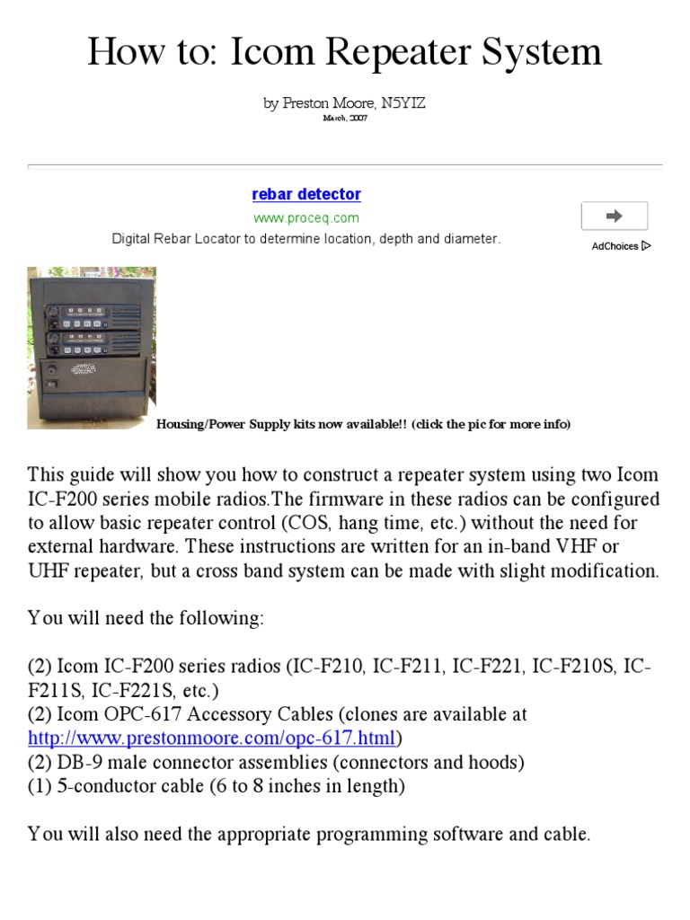 DIY Icom Repeater | PDF | Electrical Connector | Cable Television