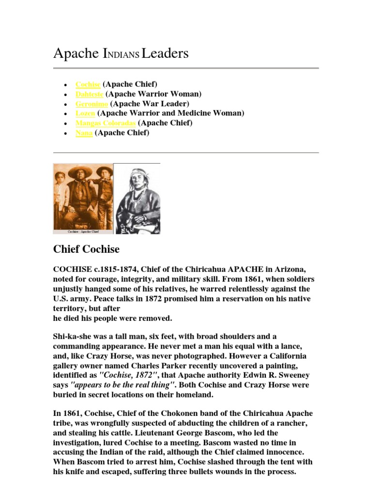 Apache INDIANS Leaders | PDF | Geronimo | Chiricahua