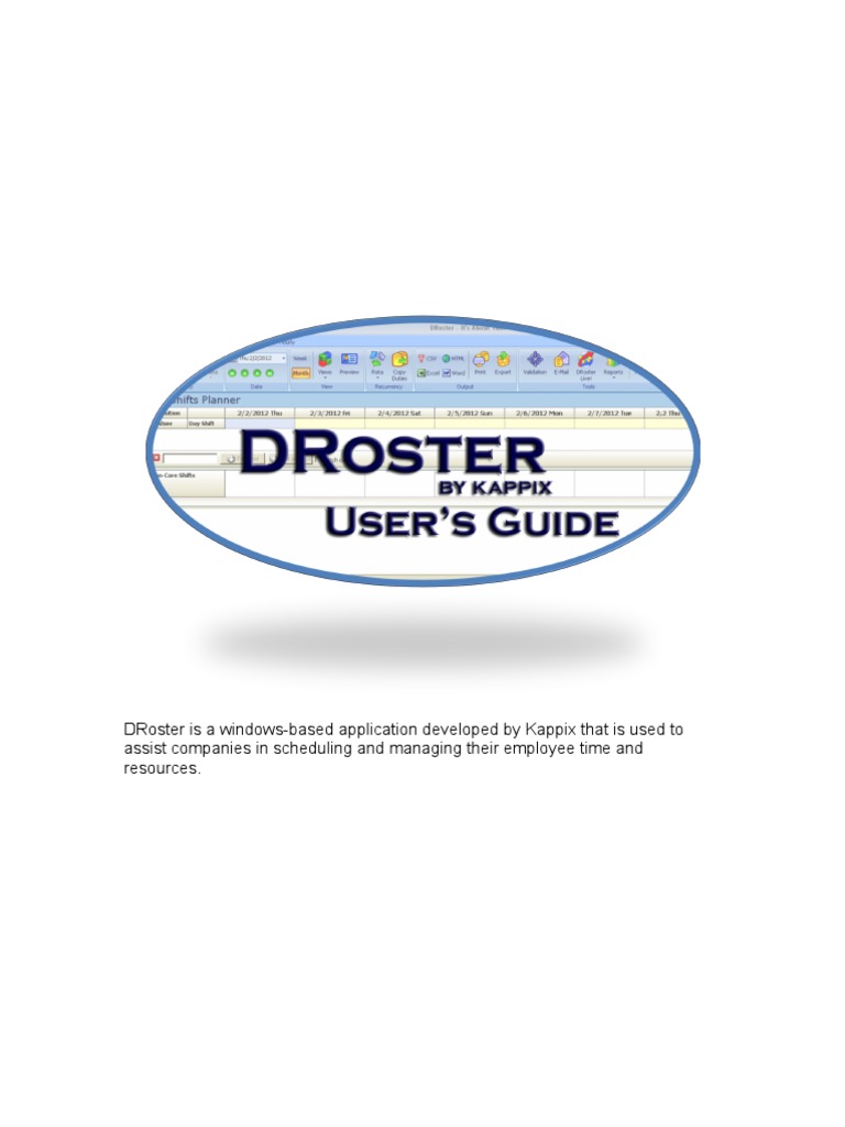 DRoster Employee Scheduling Manual | PDF | Workweek And Weekend | Copyright