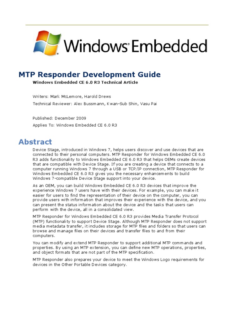 MTP Responder Development Guide | PDF | Windows Registry | Computer File