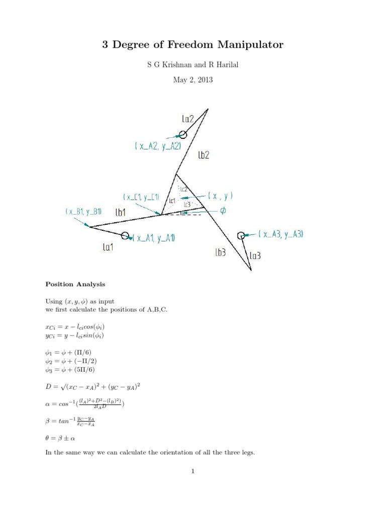 3 Degree of Freedom Manipulator | PDF | Motion (Physics) | Quantity