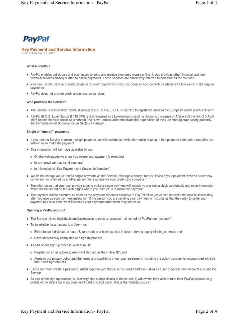 Key Payment and Service Information: What Is Paypal? | PDF | Pay Pal ...