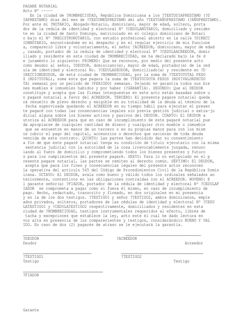 Pagare Notarial | Pagos | Justicia