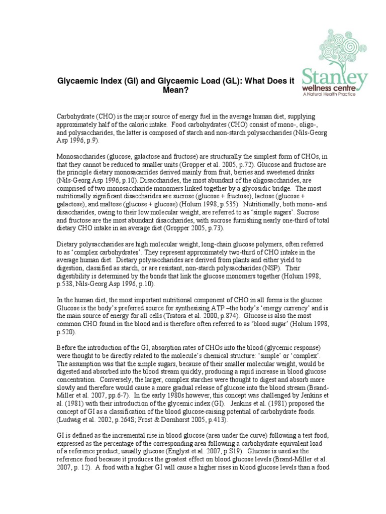 GI and GL - What Does It Mean? | PDF | Carbohydrates | Starch