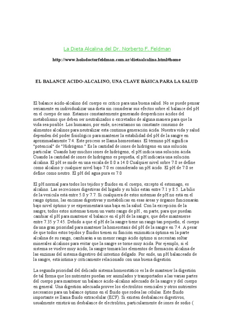 Dieta Alcalina DR Norberto Feldman | PDF | Digestión | Alimentos