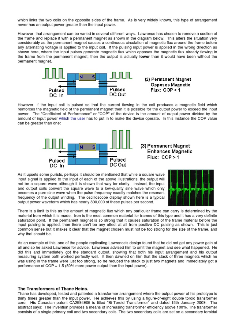 Thane Heins' Bi-Toroid Transformer Generates Over 30 Times Input Power ...