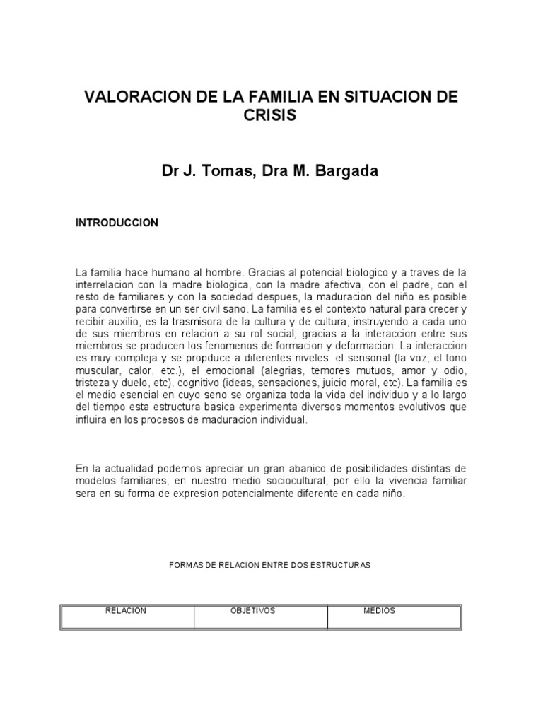 Valoracion de La Familia en Situacion de Crisis | PDF | Familia | Comportamiento
