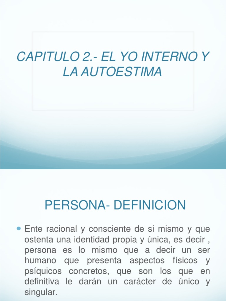 Capitulo 2. - El Yo Interno y La Autoestima. | PDF | Homo Sapiens | Amor