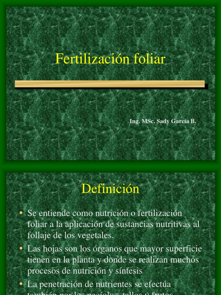 Fertilizacion Foliar | PDF | Hoja | Nutrición
