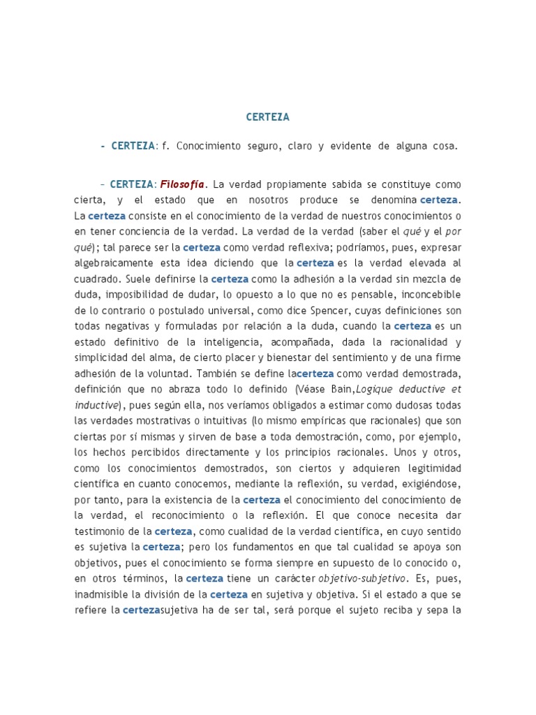 Certeza | Certeza | Verdad