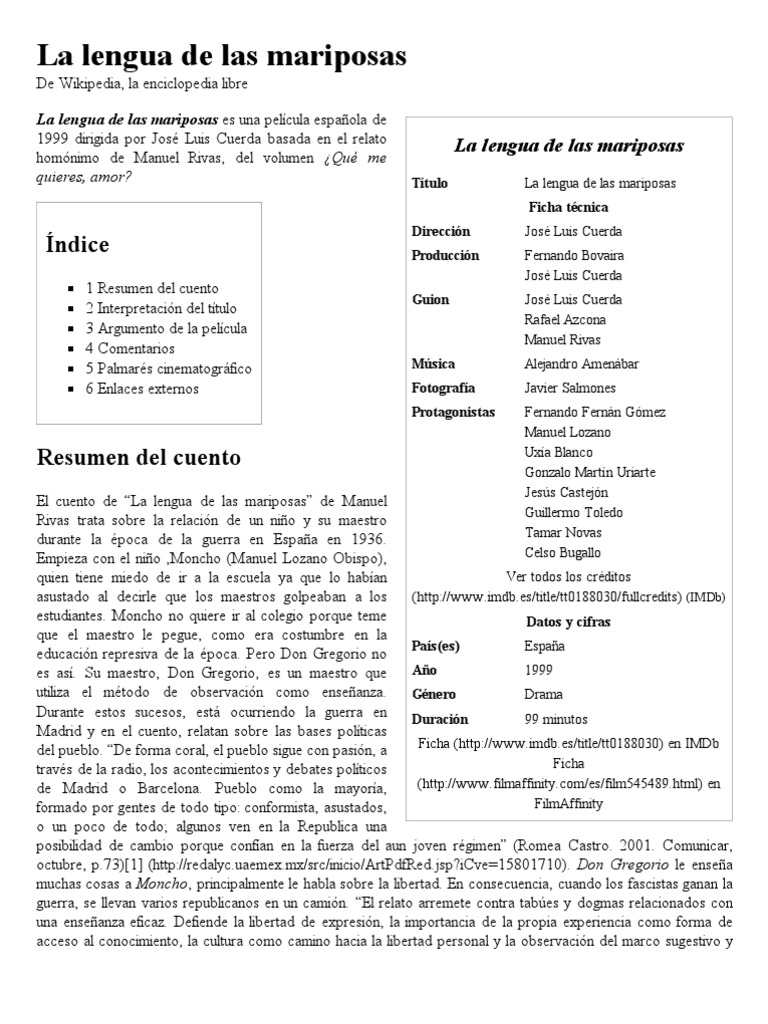 La Lengua de Las Mariposas | PDF