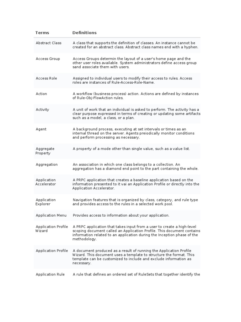 Pega Glossary | PDF | Class (Computer Programming) | Business Process