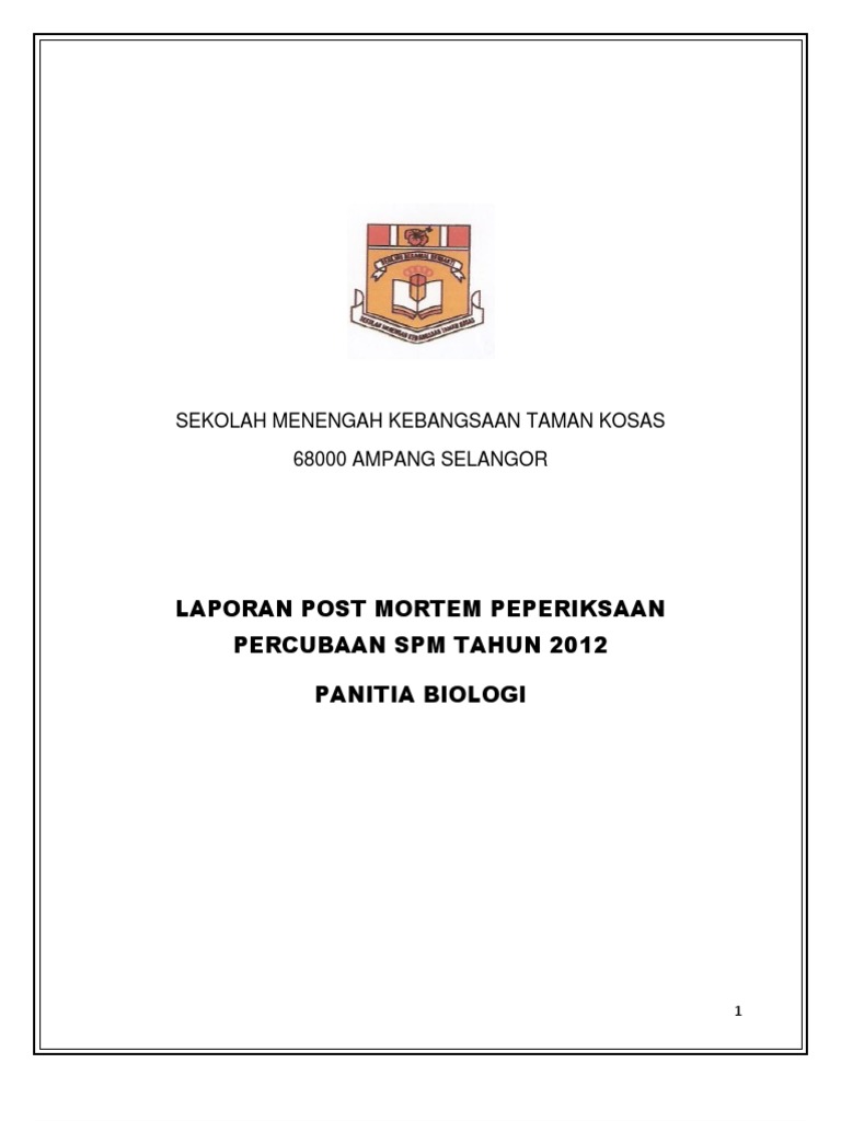Contoh Post Mortem SPM 2012 | PDF