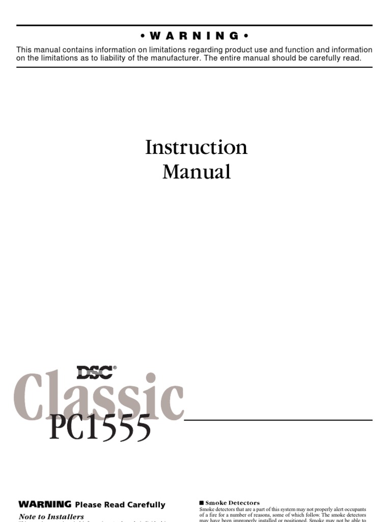 Alarm System User Guide - DSC - PC1555 | PDF