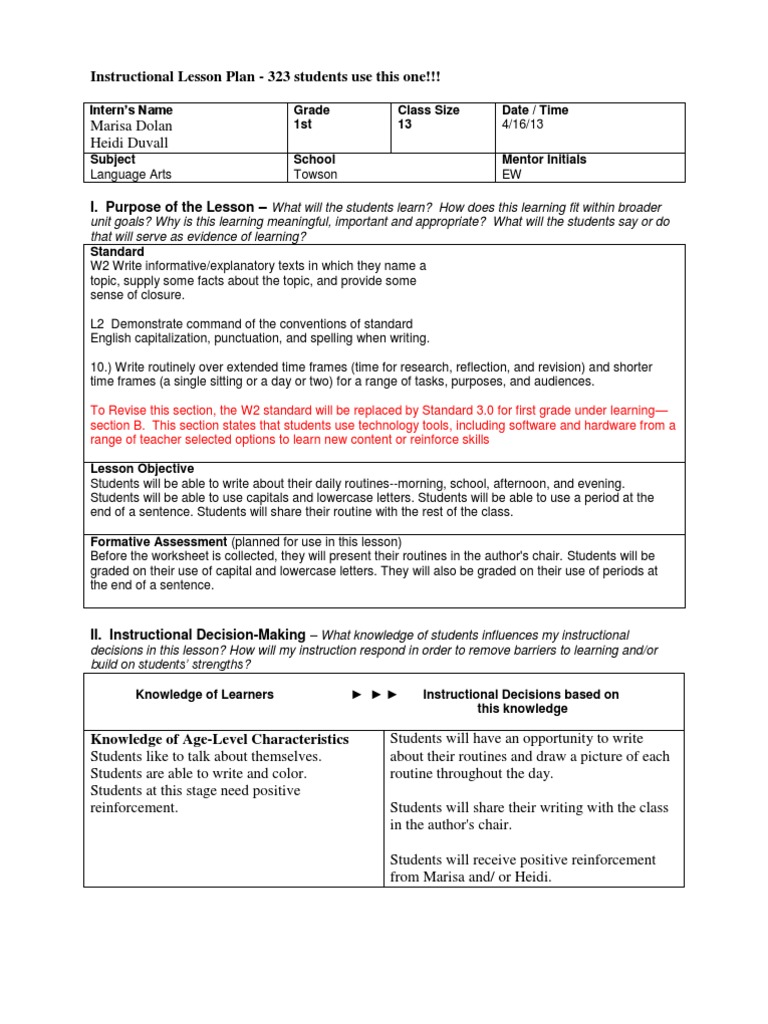 Revised Lesson Plan | PDF | Lesson Plan | Cognition