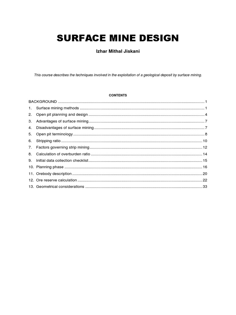 Surface Mine Design | PDF | Coal Mining | Mining