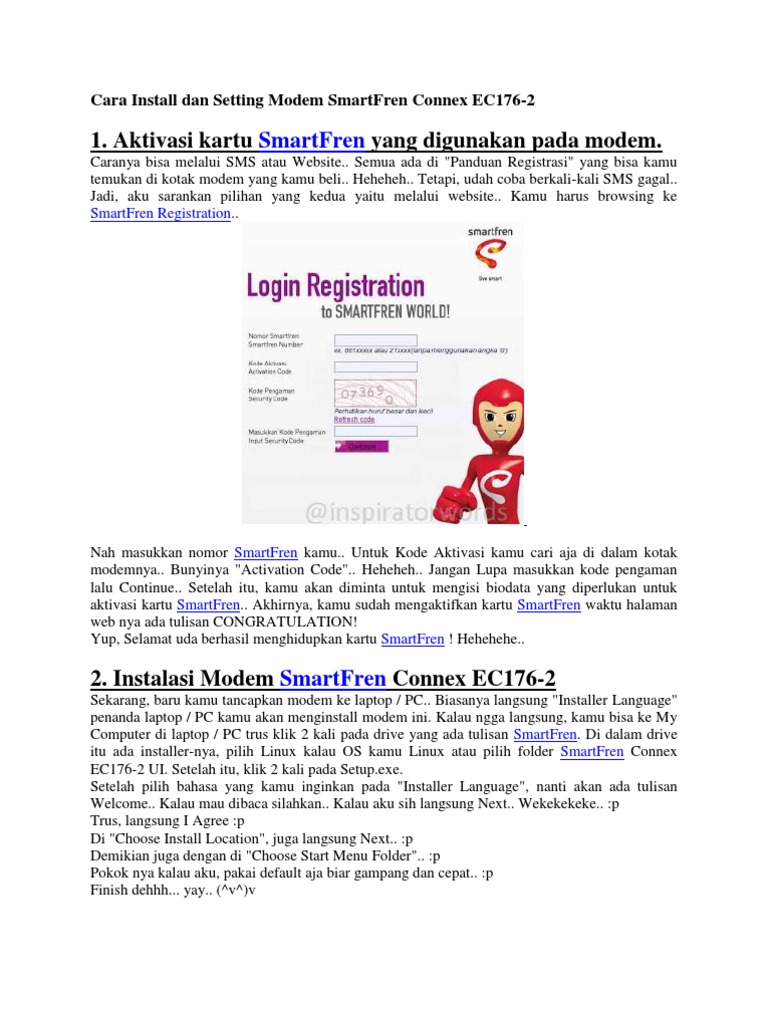 Cara Install Dan Setting Modem SmartFren Connex EC176 | PDF | Karier & Perkembangan