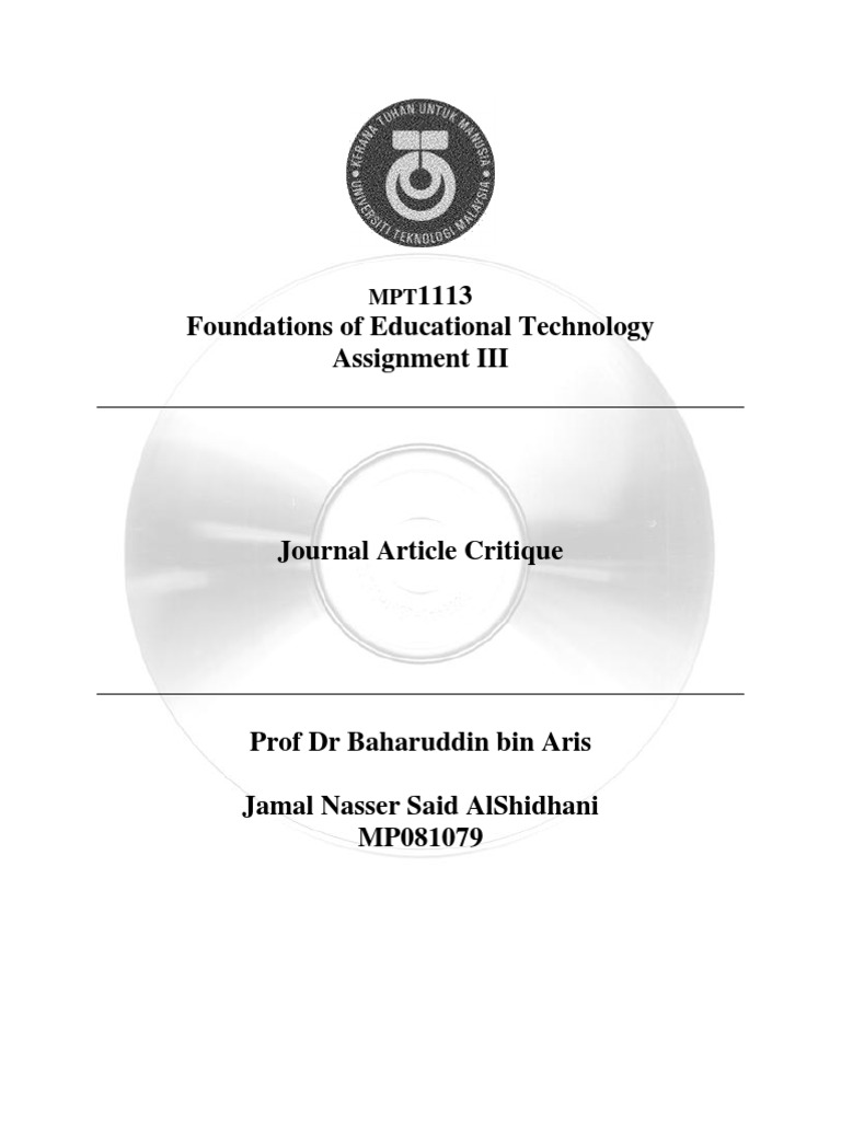Contoh 1 Journal Article Critique - Jamal Oman 2009 | PDF | Educational ...