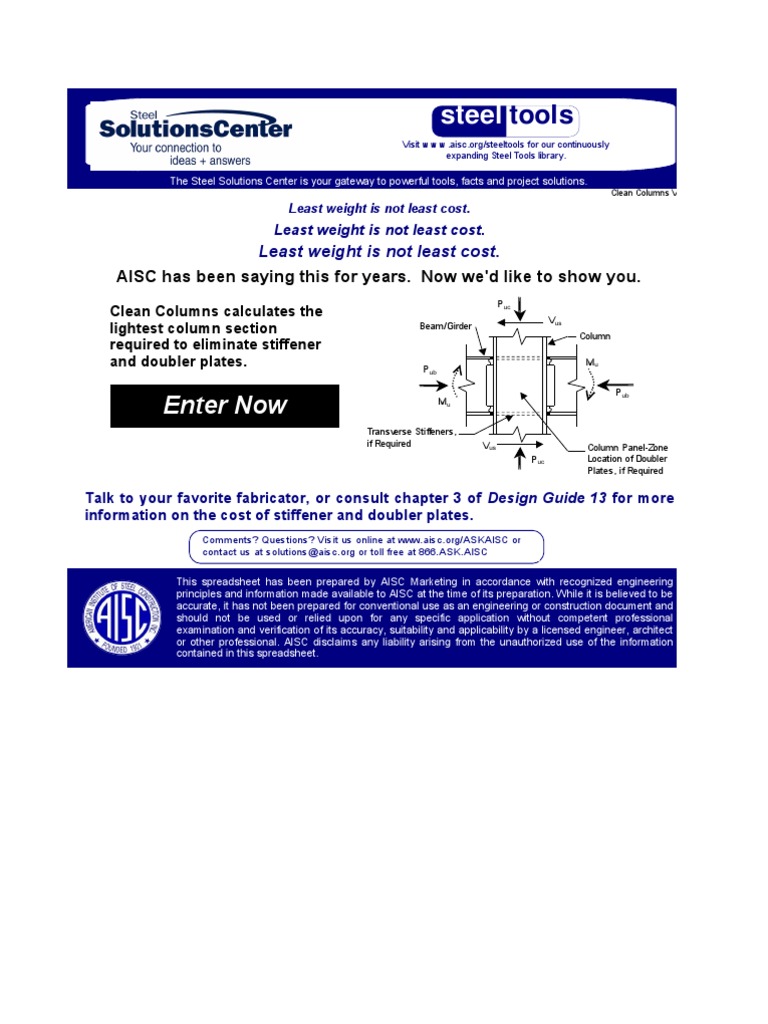 Aisc Clean Columns Worksheet | PDF | Beam (Structure) | Column