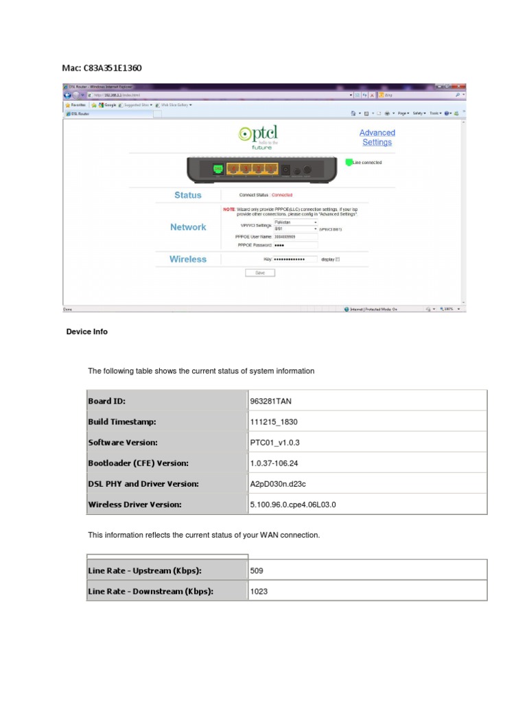 PTCL Settings | PDF | Ip Address | Networks