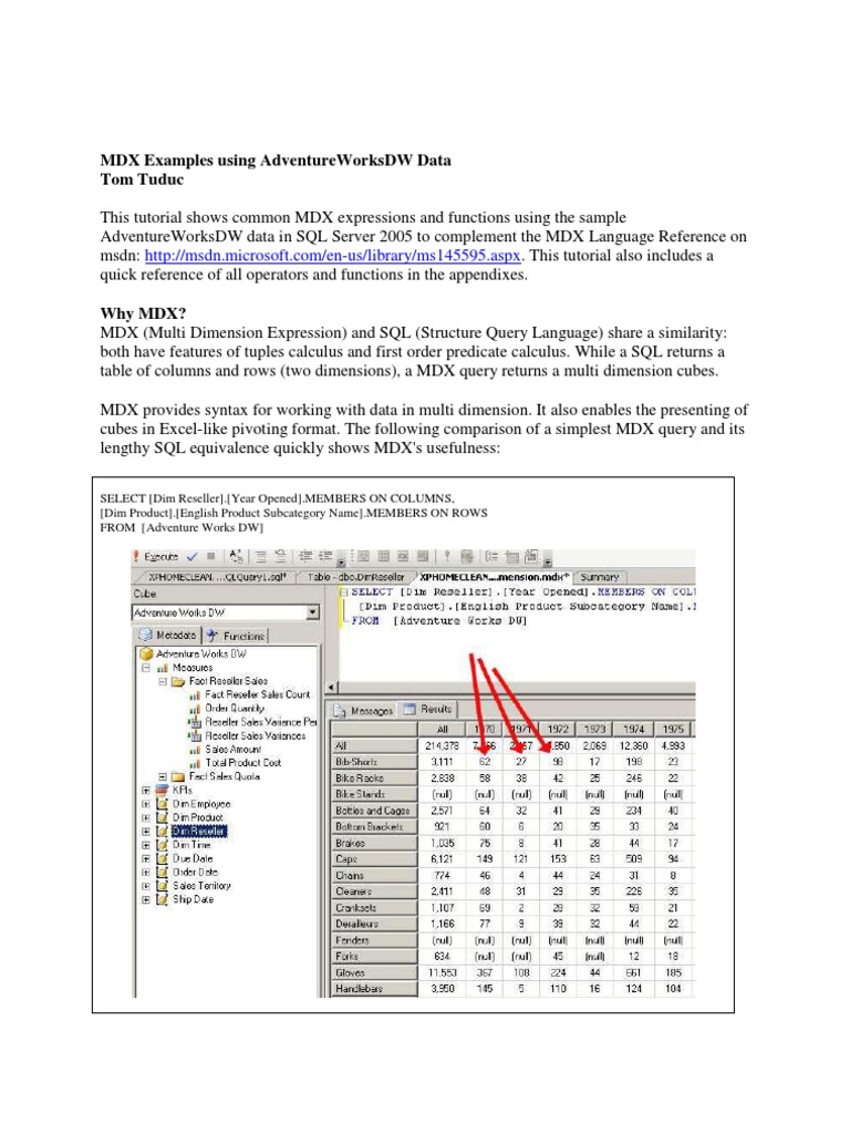MDX Examples Using AdventureWorksDW Data | PDF | Variance | Standard ...