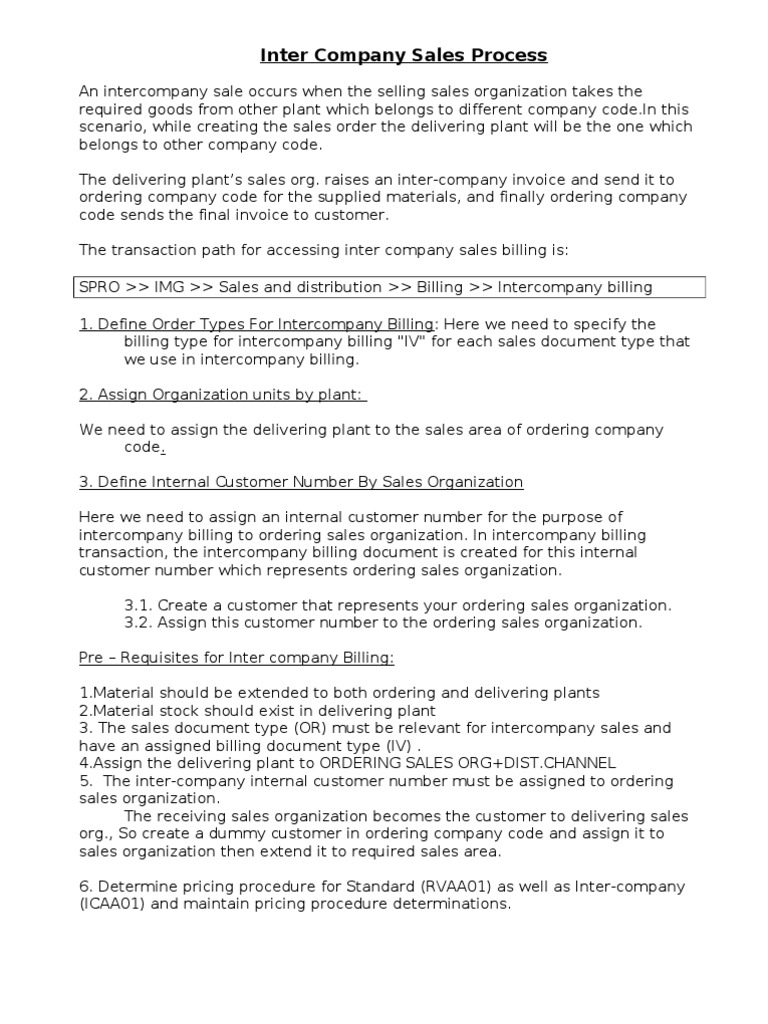Inter Company Sales Process | PDF | Invoice | Sales