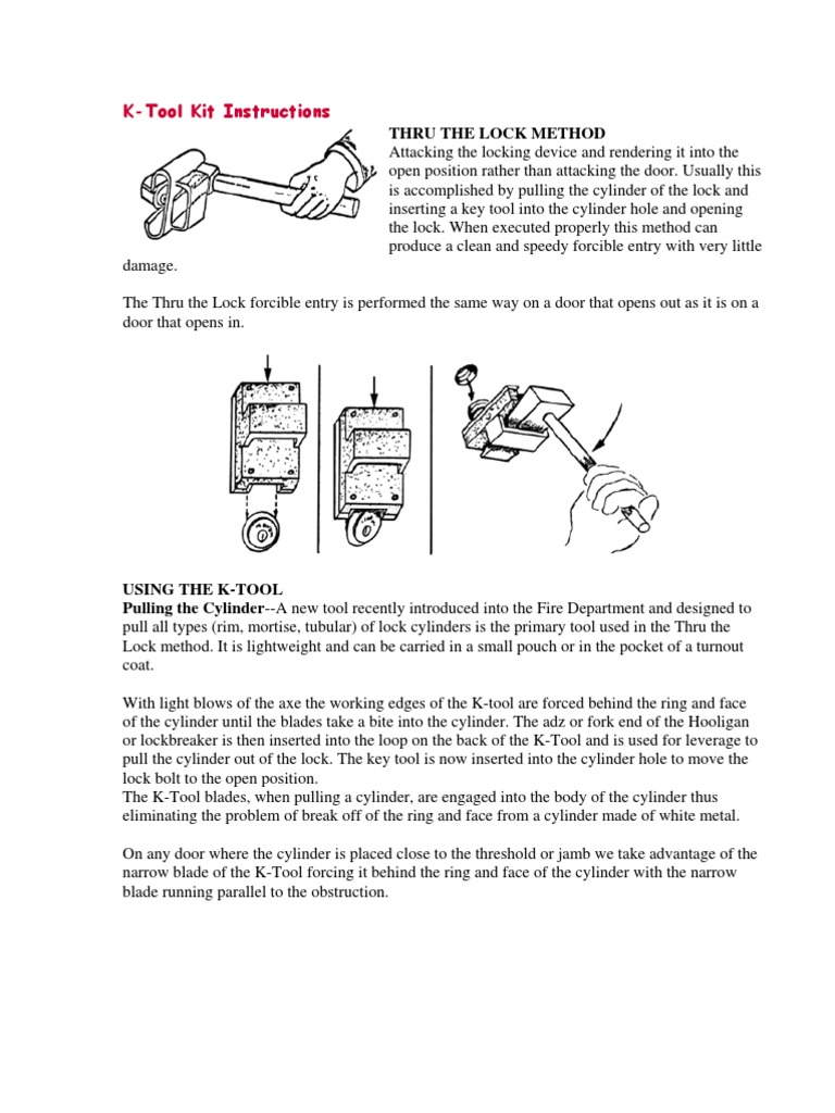 K-Tool - Thru The Lock Instructions | PDF | Door | Lock (Security Device)
