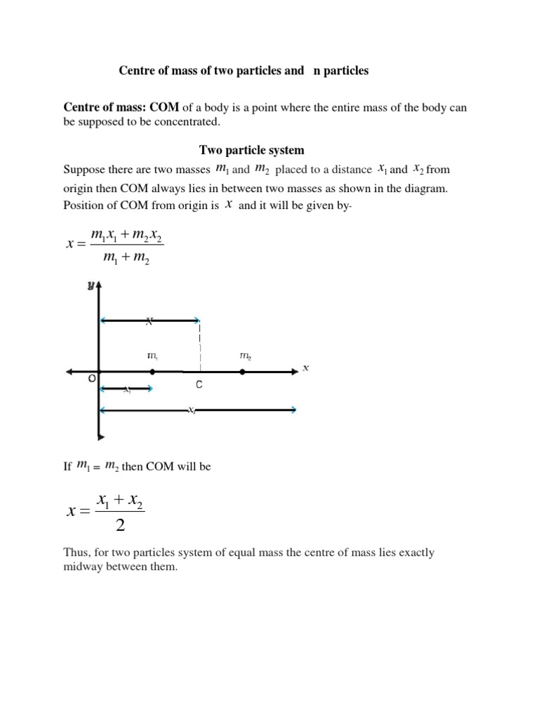 Centre of Mass of Two Particle and N Particle System | PDF | Center Of ...