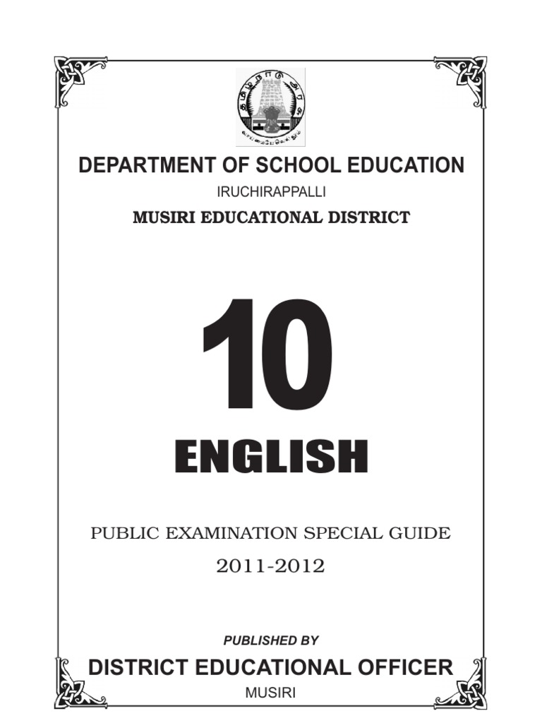 SSLC English Special Guide by Deo Musiri Edu DT PDF | PDF | Verb ...