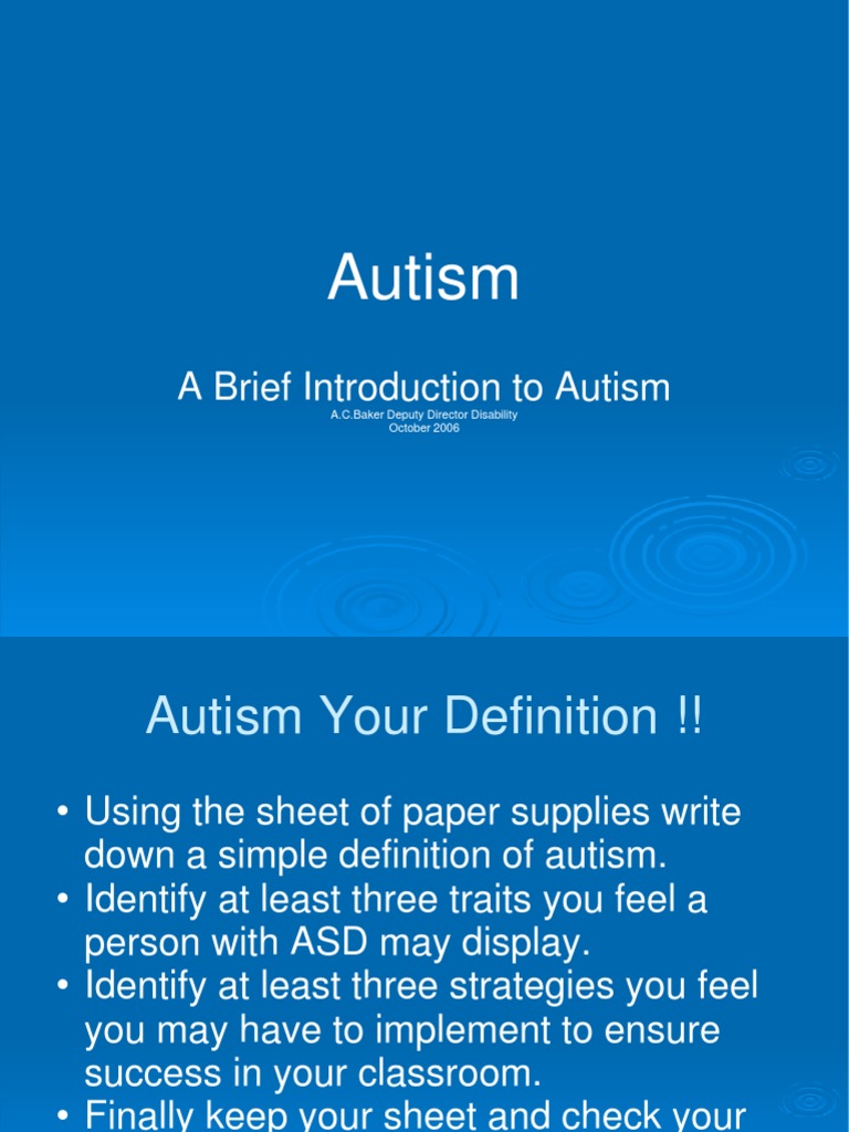 Autism: A Brief Introduction To Autism | PDF | Autism Spectrum | Autism