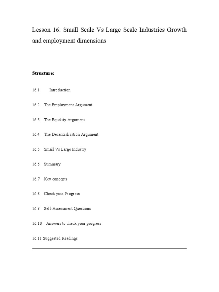 Small Scale VS Large Scale Industries | PDF | Employment | Entrepreneurship