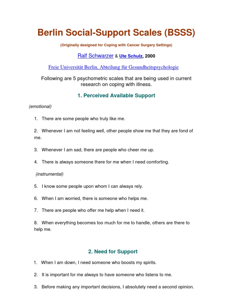 Berlin Social | PDF | Social Support | Psychological Concepts