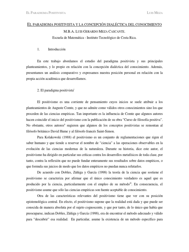Paradigma Positivista: Análisis y Debate | PDF | Positivismo | Science
