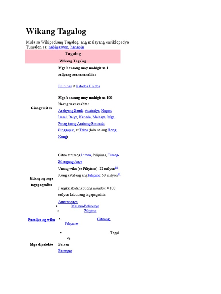 Wikang Tagalog | PDF